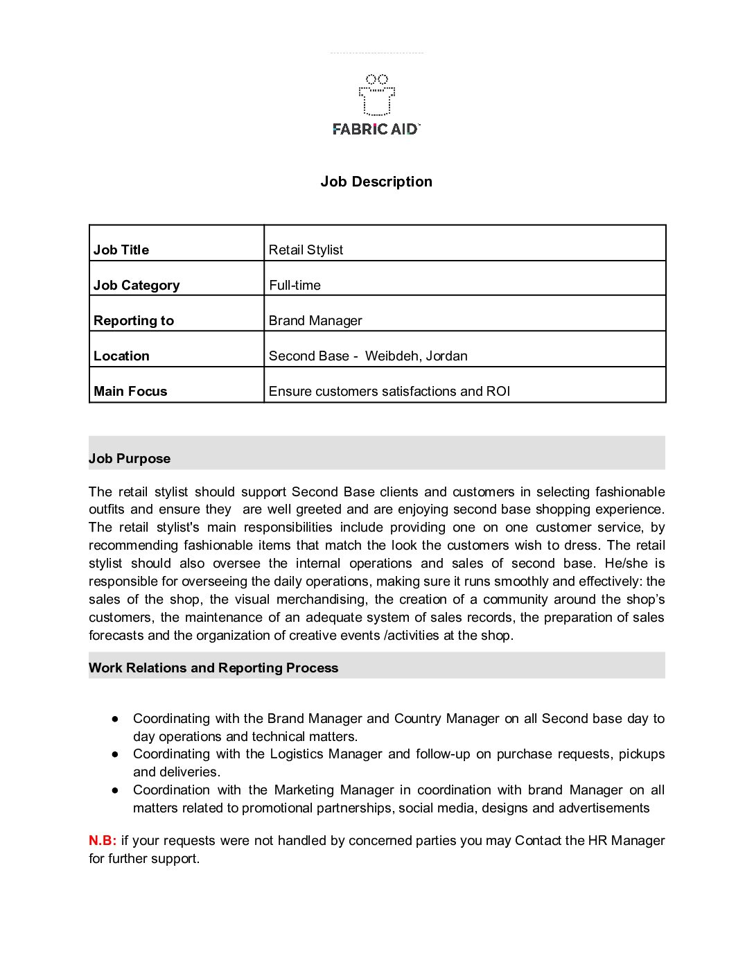 Retail-Stylist-Job-Description-Jordan | FabricAID